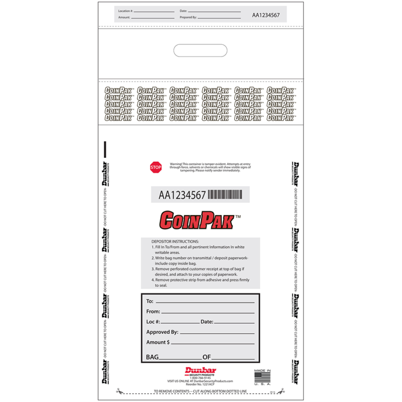12" x 21" CoinPak Coin Deposit Bag